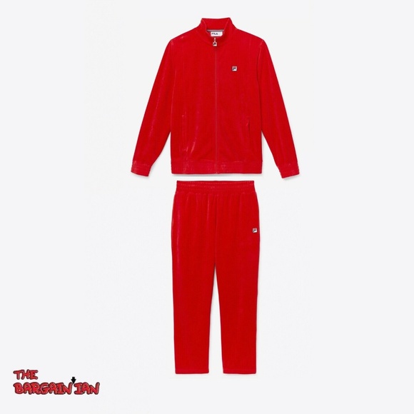 Fila | Other | Fila Mens Velour Sweatsuit Tracksuit Solid Red Set Size ...